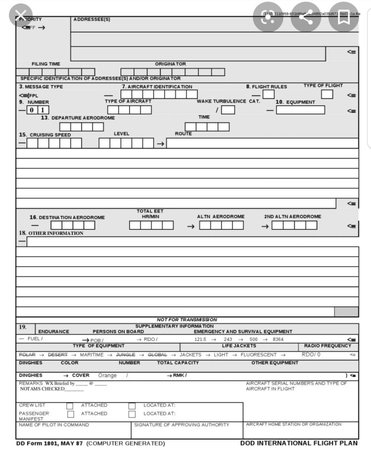 비행계획서 (Flight Plan, DD1801)에서 CRUISING LEVEL 종류 : 지식iN