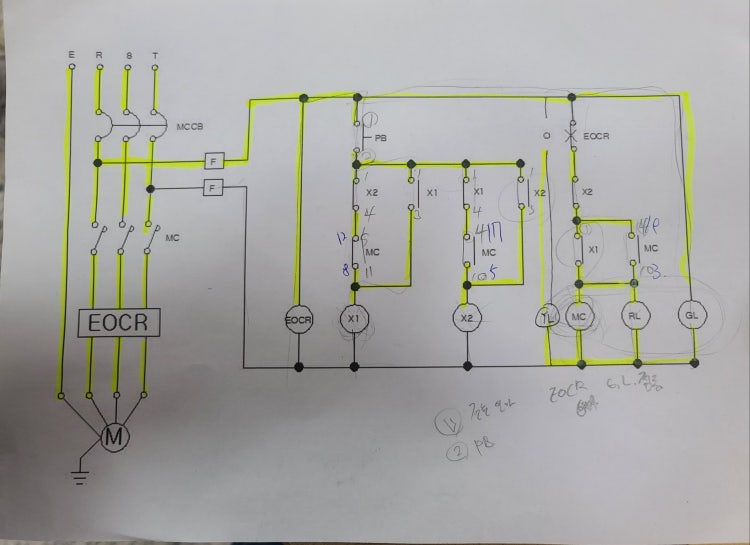 동작회로도 상 EOCR 이 작동 하지 않는 원인 좀 알려주세요 : 지식iN