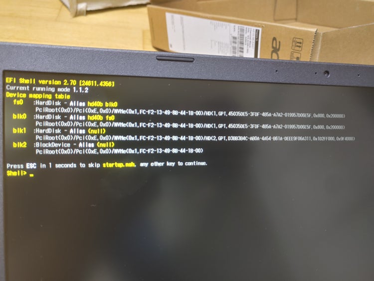 Acer 노트북 press esc in 1... : 지식iN