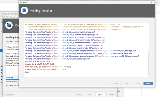 안드로이드 스튜디오 intel x86 emulator accelerator (haxm installer)이 설치가 안됩니다. : 지식iN