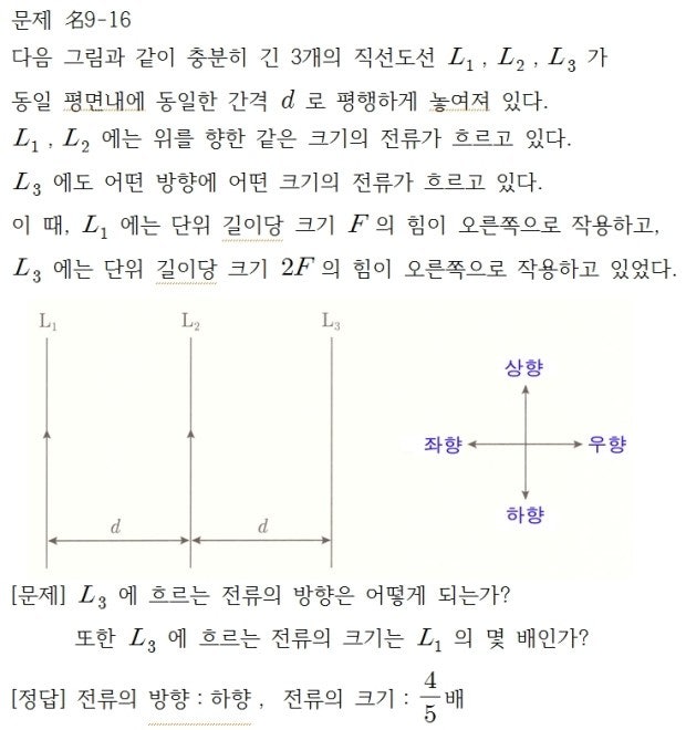 내공100 물리학 문제 직선도선에서의 전류의 방향 문제 도와주십시오 지식in