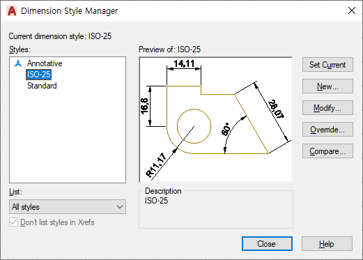 캐드 cad 치수 스타일 iso-25 : 지식iN