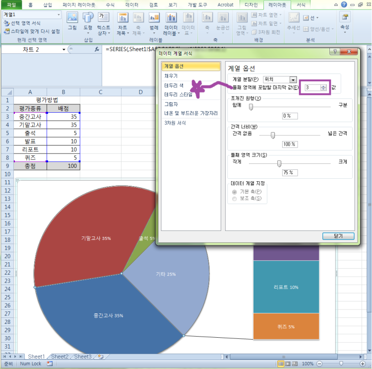 엑셀과 파워포인트 차트편집 연습문제 261p 지식in