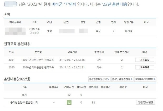 예비군 7년차 동미참 이월훈련 원격교육 차감 질문입니다 지식in