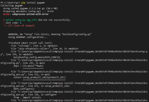 visual studio code 에서 pygame을 실행하려고 하는데 오류 떄문에 실행이 안돼요. : 지식iN
