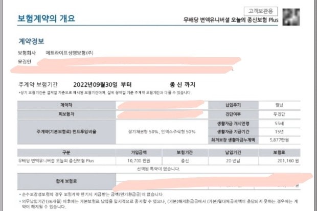 메트라이프 무배당 변액유니버셜 오늘의 종신보험 Plus 에 대해 잘 아시는 분 있을까요 지식in