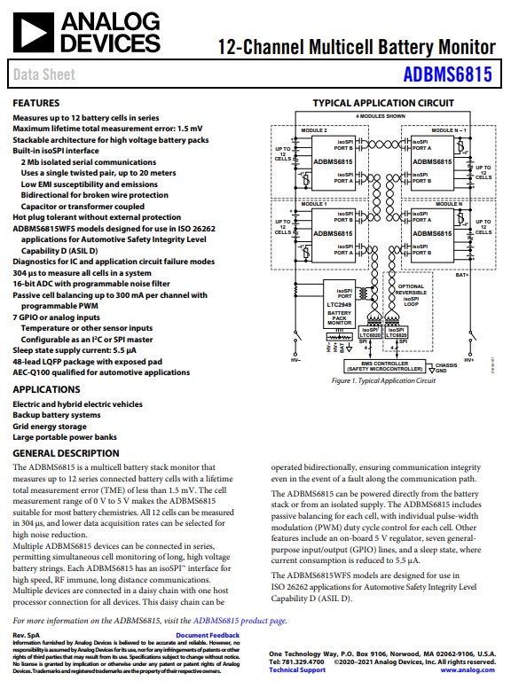 ADBMS6815 배터리 모니터링ic 사용 문의 : 지식iN