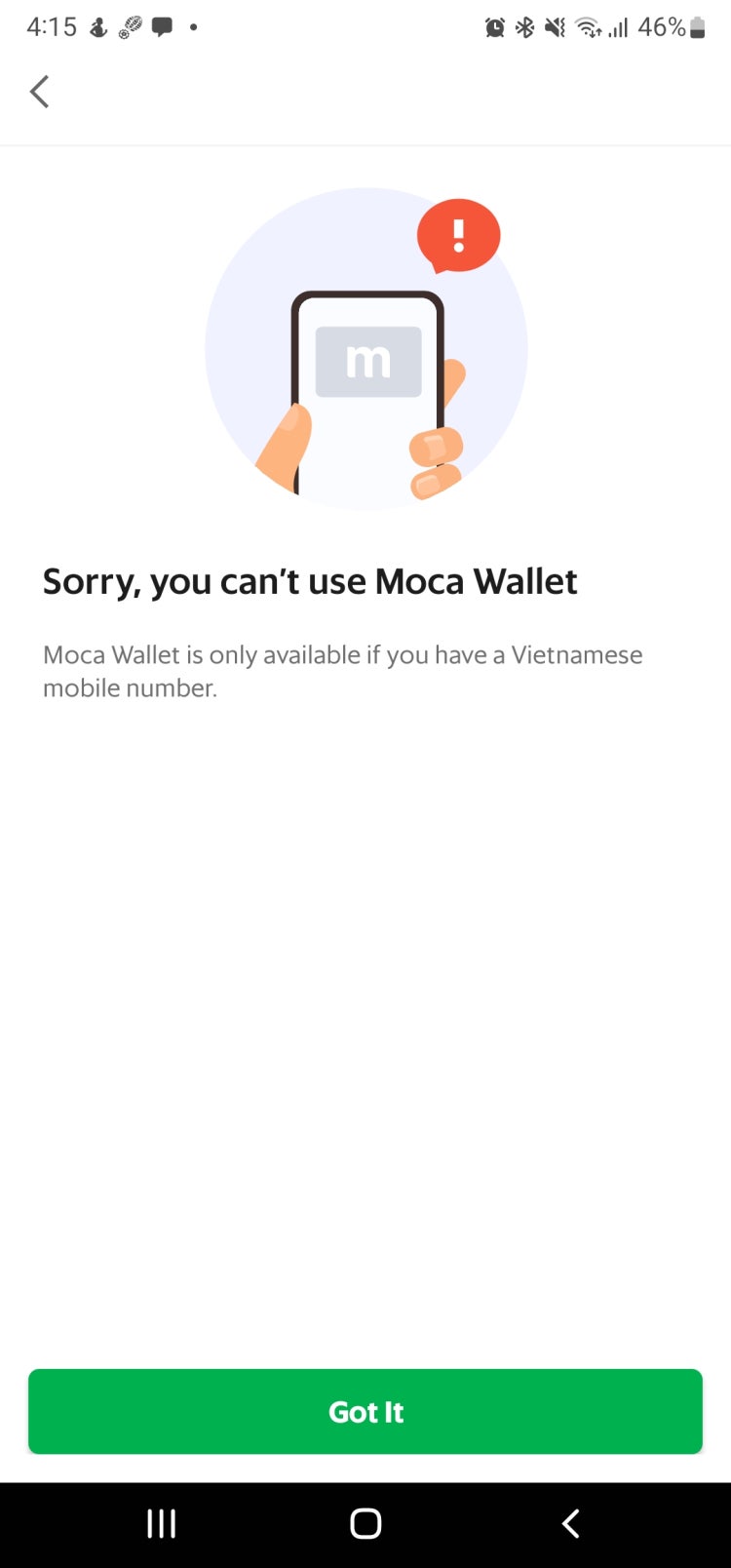 베트남 그랩 moca wallet 오류.. 이거뭔가요 도데체 : 지식iN