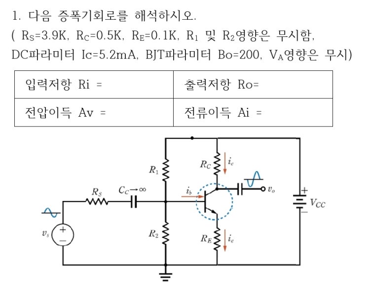 입출력 저항 전압이득 전류이득 구하기 지식in