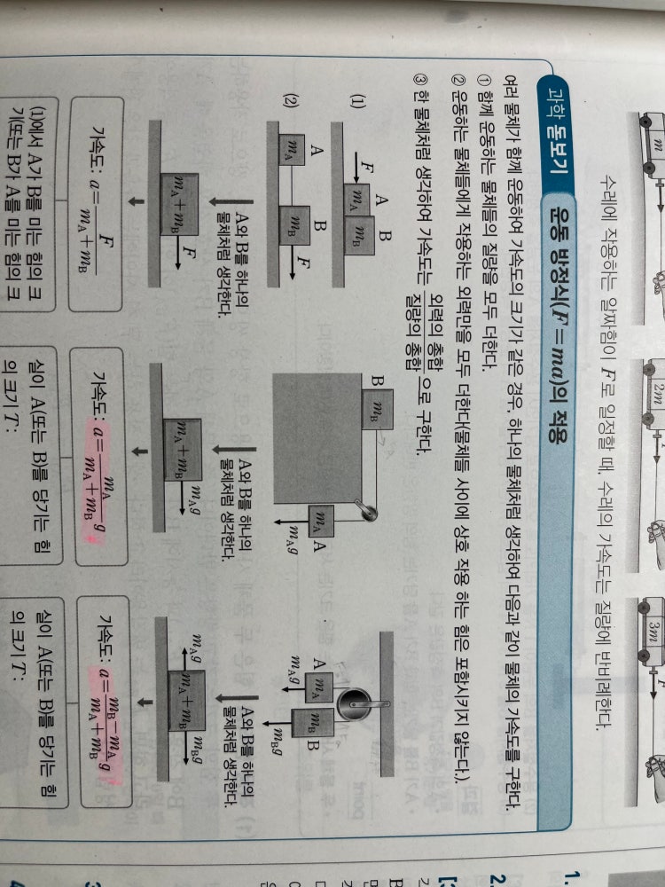 물리1 두 물체가 함께 이동할 때 작용하는 힘 : 지식iN