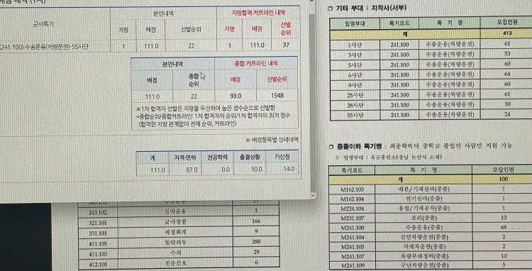 육군 기술행정병 운전병 4회차7월 입영 1차 합격 지식in