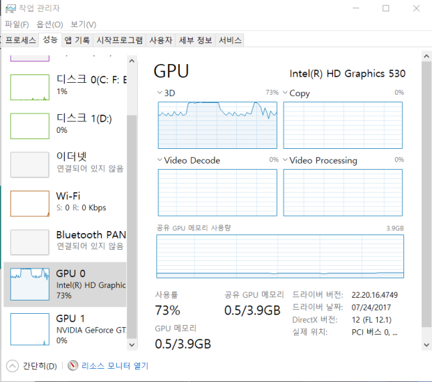 게이밍 노트북 GPU0를 GPU1 로 사용할수있을까요? : 지식iN