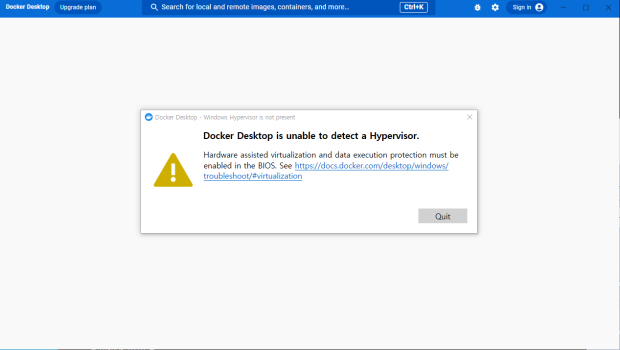 Docker 오류 해결법 Docker Desktop Is Unalbe To Detect A Hypervisor 지식in