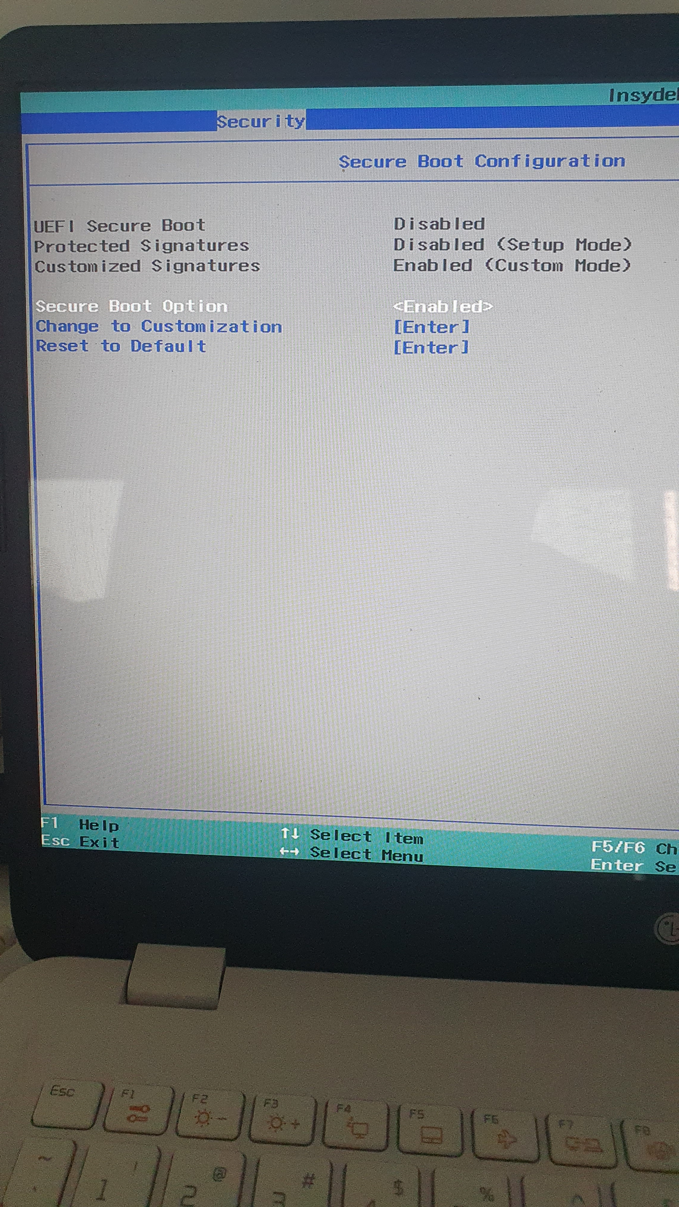 Lg 그램인데 uefi secure boot를 활성화 하려고 하는데 선택을 할 수 없어요 : 네이버 지식iN