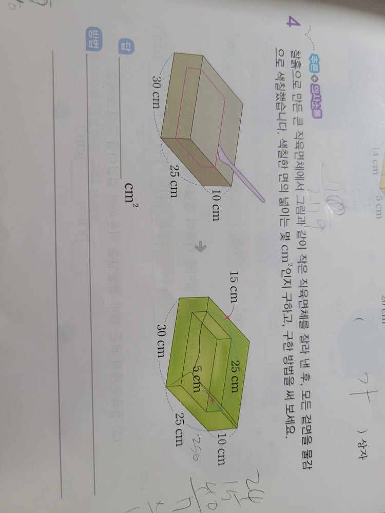 초6 6단원 직육면체 겉넓이와 부피 문제 지식in