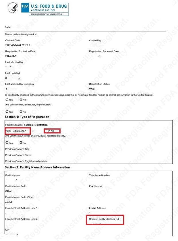 FDA(FR)시설등록번호는 서류에서 어디에 나와있나요..?(사진첨부) : 지식iN