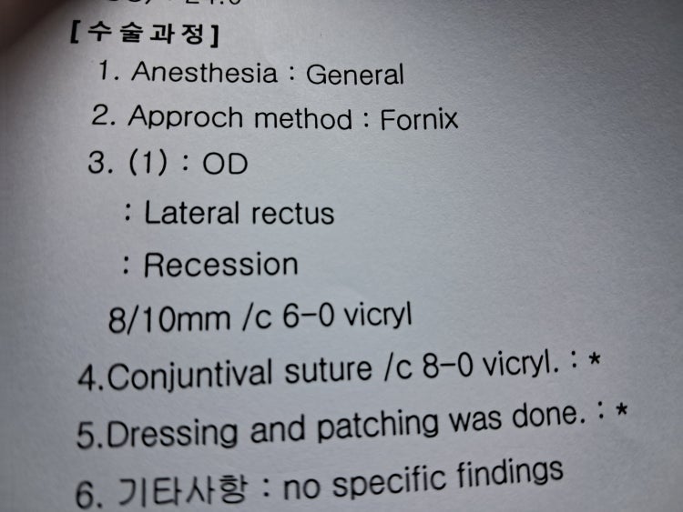 저희 아이 외사시수술 기록에 수치가 지식in