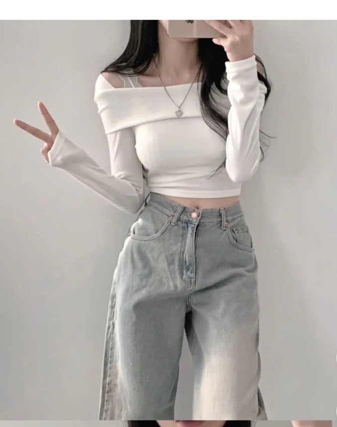 스트레이트 체형 오프숄더 지식in