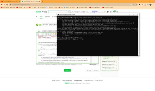 마크 모드 서버 만들때 오류 : 지식iN