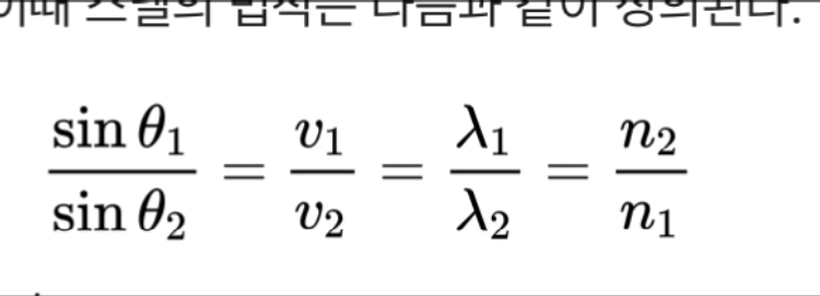 물리고수님을 찾습니다 물1 굴절의 법칙 공식 이유 지식in