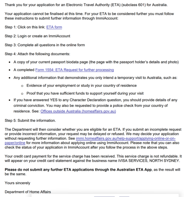 호주 ETA 비자 거절 : 지식iN
