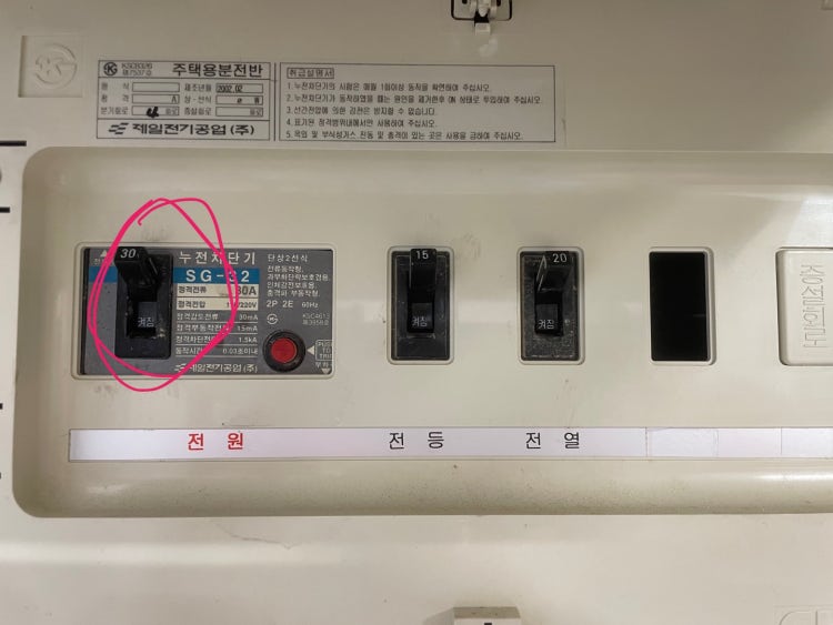 두꺼비집 전기 차단 지식in