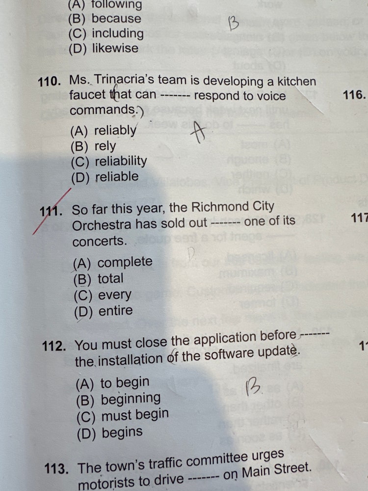 토익 part5 문법질문 : 지식iN