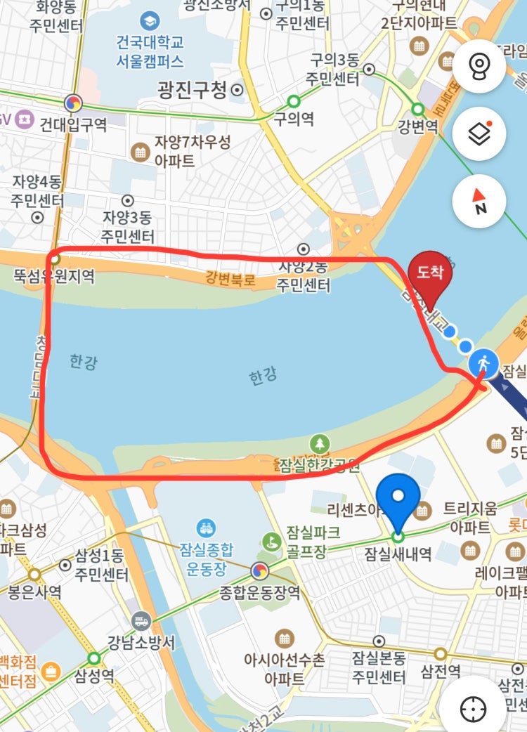 한강 공원 러닝 코스 거리잠실~뚝섬 지식in