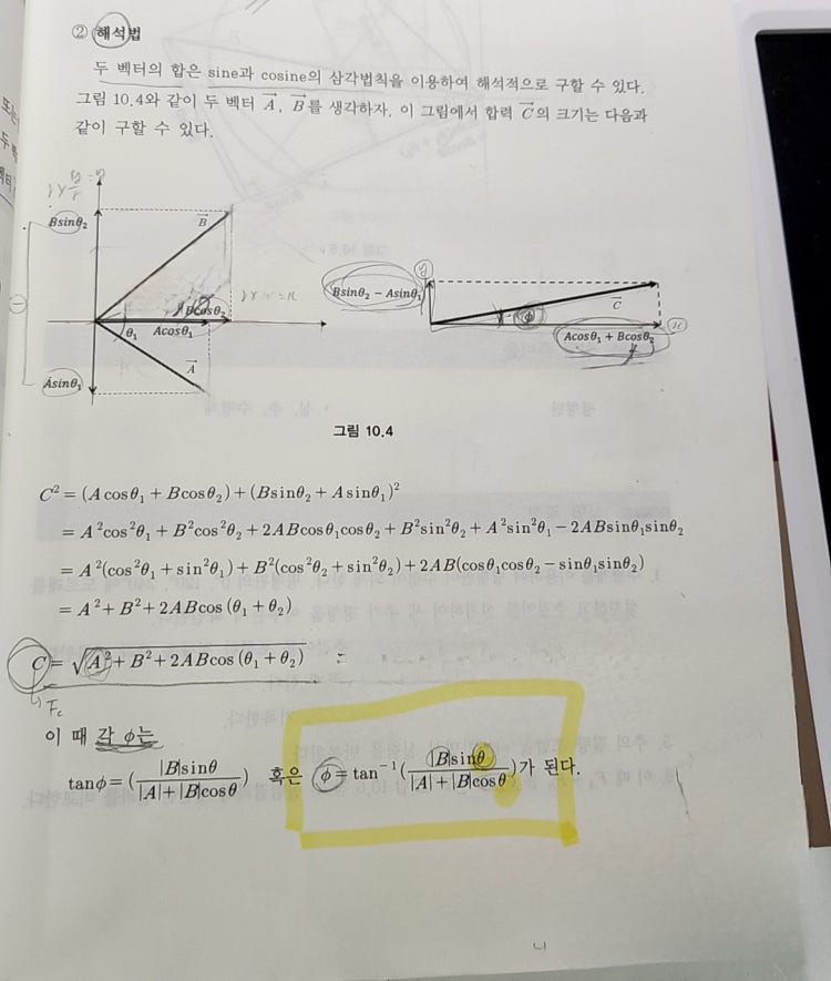 일반물리학 벡터의 합의 크기 구하기 지식in