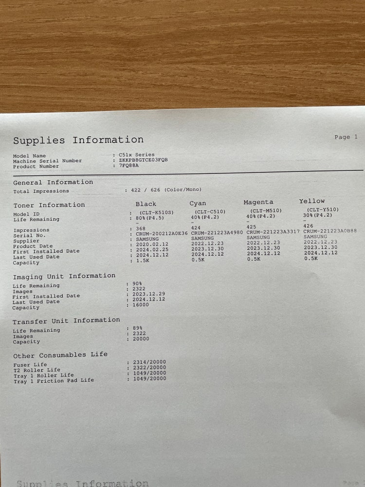 SL-C513 이미징유닛 드럼 수명 : 지식iN