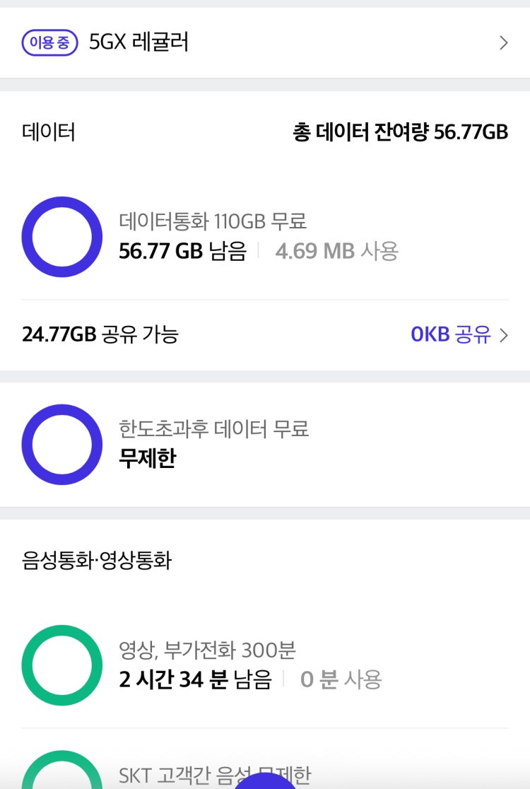 skt 5GX 레귤러 요금제 : 지식iN