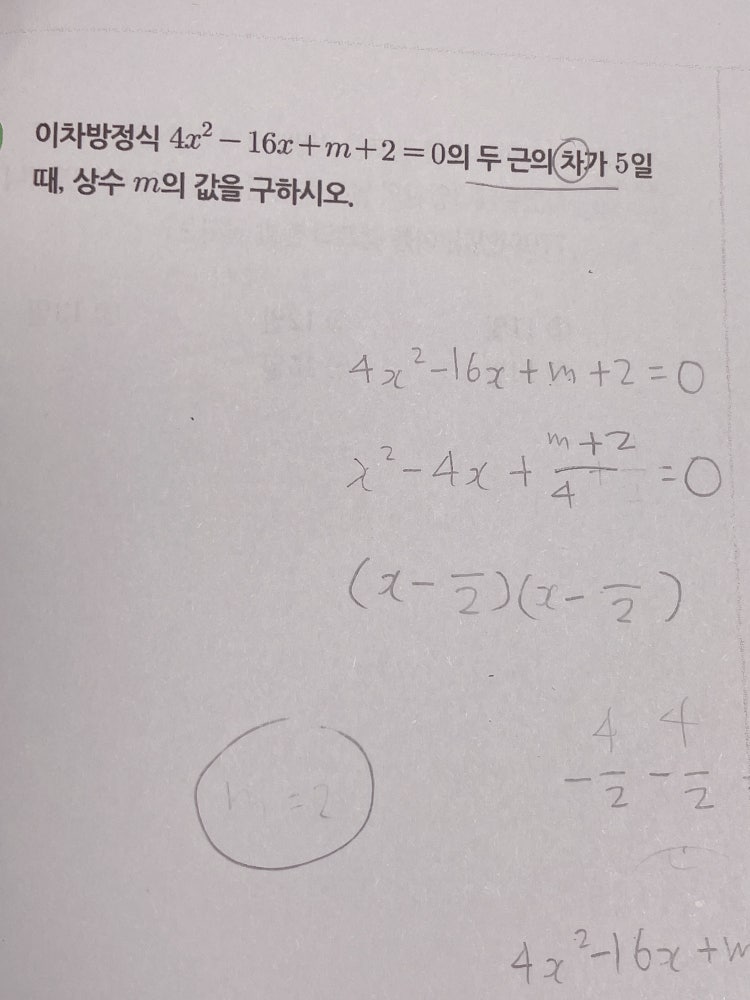 이차방정식의 활용 문제 정답 및 풀이 도와주세요 지식in