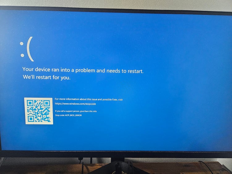 ACPI BIOS ERROR 문제/ 블루스크린 문제 : 지식iN