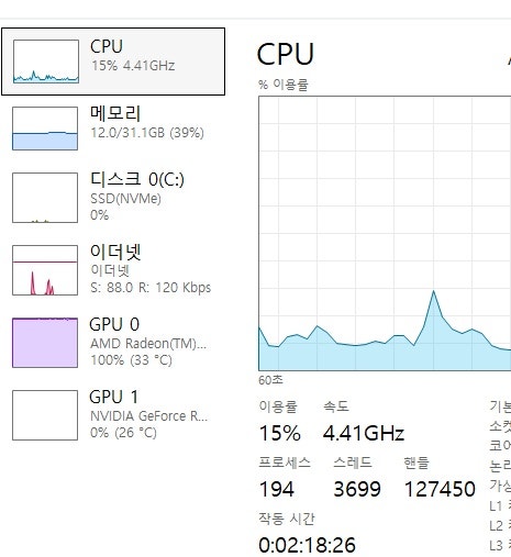 데스크탑 gpu 0 gpu 1 이상해요 : 지식iN